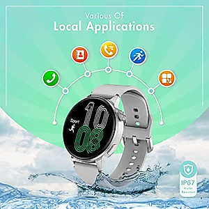 EKTON Smart Watches for Men & Women - Smart Watch for Android Phones, Make/Answer Calls, Messaging, Voice Assistant, NFC Functions, Wireless Charging, Long Battery Life, Silver