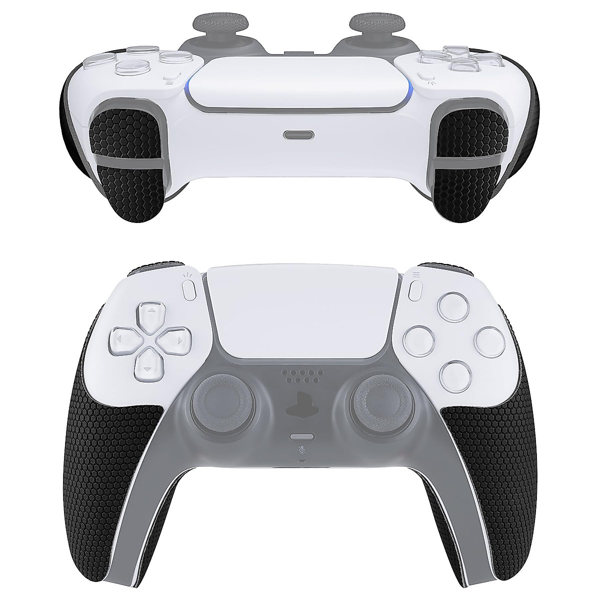 eXtremeRate PlayVital Anti-Skid Sweat-Absorbent Controller Grip for PS5, Professional Textured Soft Rubber Pads Handle Grips for PS5 Controller with Shoulder Button Trigger Stickers - Armored Edition