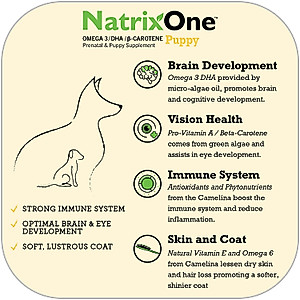 Puppy Vitamins and Supplements by Natrixone All-Natural Supplement for Puppies, Omega 3 6 9 Plus Immune System and Cognitive Development Booster, 8 Oz