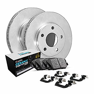 R1 Concepts Rear Brakes and Rotors Kit |Rear Brake Pads| Brake Rotors and Pads| Euro Ceramic Brake Pads and Rotors| Hardware Kit|fits 2013-2018 Ford C-Max, Escape, Transit Connect