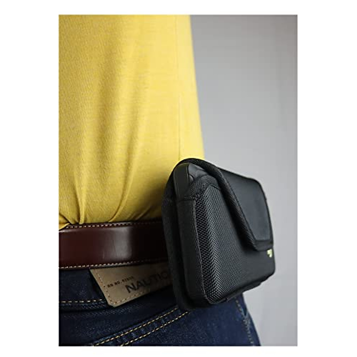 Nite Ize Hardshell Nylon Phone Pouch for Samsung Galaxy S23 S22 Ultra S21 S20 Plus 5G , Rugged , Heavy Duty Holster, Fixed Belt Clip Holder, Fits (Defender Commuter) Cases On Cell Phone (Horizontal)