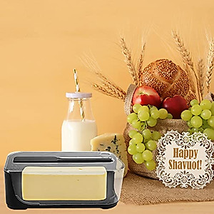 Butter Dish with Lid and Knife, Butter Container for Countertop, Butter Keeper for East West Coast Butter, Butter Keeper for Fridge（Black）