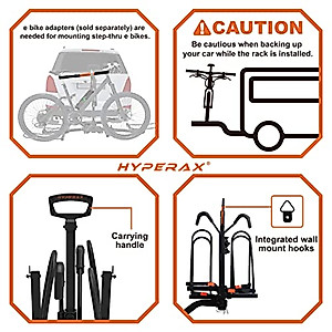 HYPERAX Volt 2 -E-Bike Hitch Mounted Platform Style 2 Bikes Carrier for Car, SUV, Trucks, Sedan, No Wobble & Tilting Design e-Bike Rack for Hitch Fits Up to 2 X 70 lbs Bike with Up to 5" -NO RV USE!
