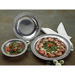 Wilton Armetale Flutes and Pearls Large Round Chip and Dip Server, 15.5-Inch