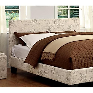 Furniture of America Malena Leatherette Headboard, Full-to-Queen, Ivory Script