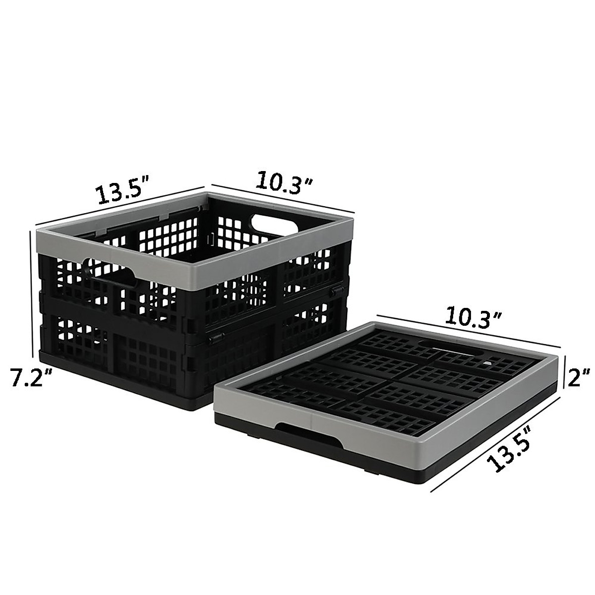 Jekiyo 16-Liter Folding Crates Storage, Collapsible Container Plastic, Set of 3