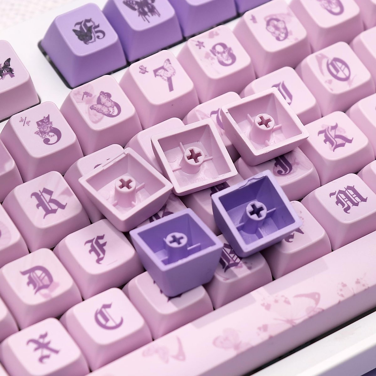 EPOMAKER Butterfly 121 Keys PBT Keycaps, MDA Profile Dye Sublimation Keycaps Set, for Mechanical Gaming Keyboard, Compatible with Cherry Gateron Kailh Otemu MX Structure