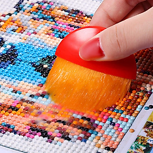 8 Pieces Flat Brush Applicator Artist Drawing Brush Diamond Art Brush for Christmas DIY Craft Gesso, Oil Paint, Acrylic Painting, Watercolor, Furniture Brush Cleaner (Red and Gold)