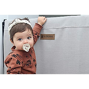 The Stair Barrier Pet & Baby Gate for Stairs - Wall to Wall Baby Gate - Safety Gate for Kids or Dogs - Cardinal Baby Safety Gate with Fabric Slipcover for Stairs with Two Walls - Made in The USA