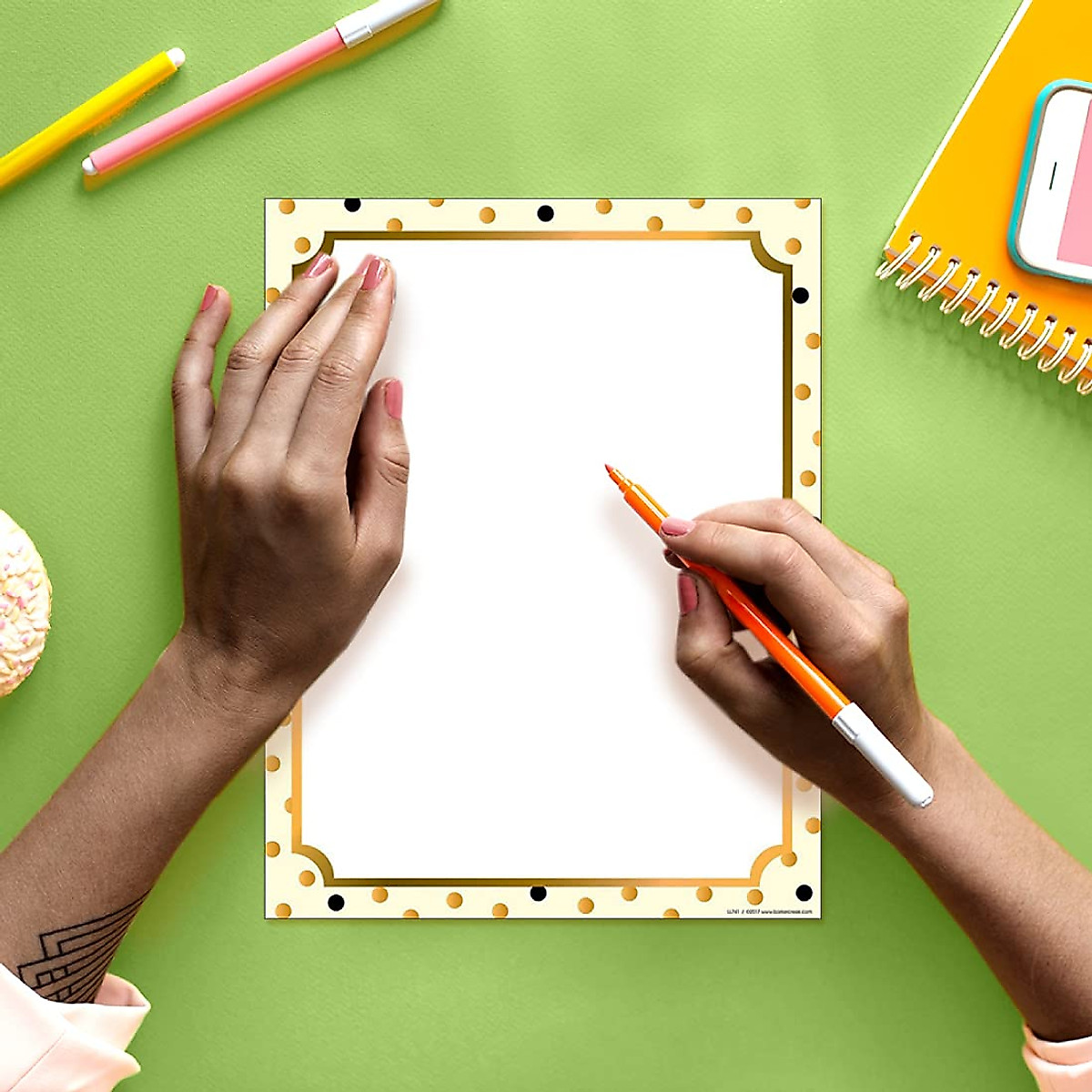 Barker Creek Designer Computer Paper, Gold, 8.5” x 11”, Decorative Printer Paper, Stationery, 50 Sheets per Pkg, Home, School and Office Supplies (741)