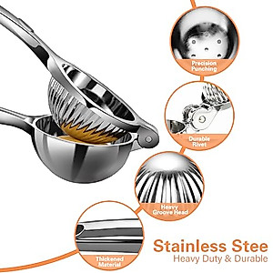 Lemon Juicer, Heavy Duty Lemon Squeezer, Stainless Steel Lime Squeezer Manual Citrus Press Orange Juicer Handheld, Hand Press Fruit Juicer Exprimidor De Limones for Lemon