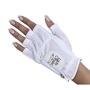 Lady Classic Cabretta 1/2 Finger Golf Glove White Medium LH
