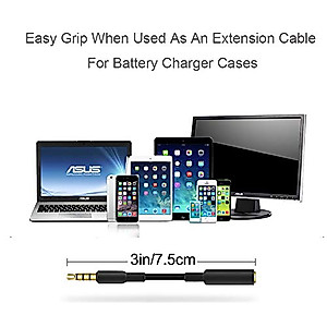 3 Packs Headset Audio Jack Extender 3.5mm Gold Plated Headphone Audio Jack Extension Adapter,Waterproof Headphone Cable