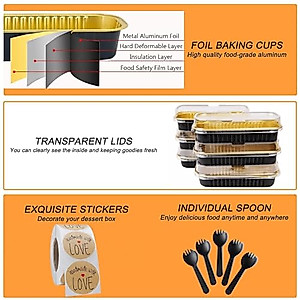 Mini Loaf Pans with Lids, 6.8oz Mini Cake Pans Aluminum Foil Mini Loaf Baking Pans 50Pcs Disposable Long Baking Cups Muffin Tins Brownie Bread Pan Cupcake Liners for Wedding Birthday Party (Black)