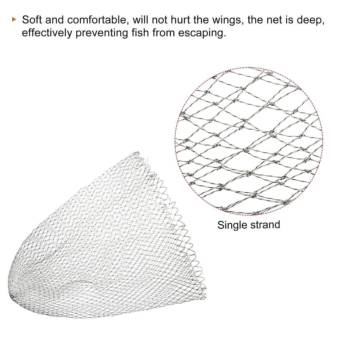 PATIKIL Fishing Net Replacement, Dia.19.7" PE Landing Net Replacement Mesh for Freshwater Saltwater Fishing, Gray