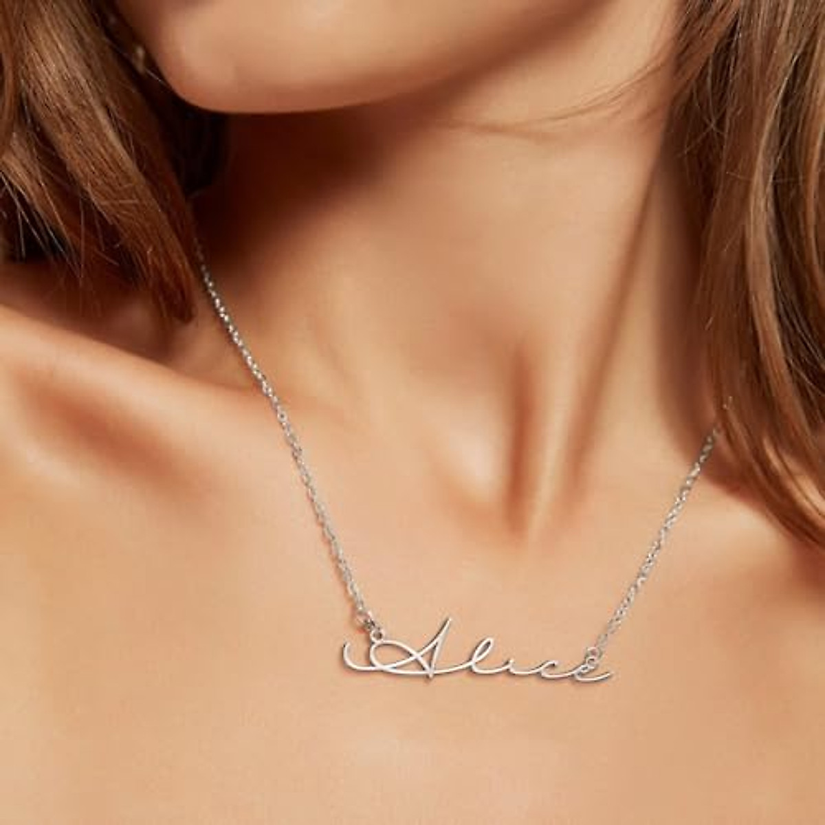 Yopicks Custom Name Necklace Personalized, 18K Gold Plated Sterling Silver Name Necklace for Women Gift