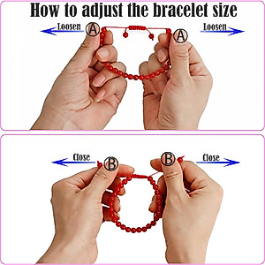 QOGIR Handmade Healing Bracelets, 6mm Matte Black Onyx Bracelet Black Beaded Bracelets for Men Women with 2PCS Size Adjustable Rope Bracelets