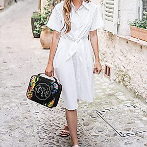 Floral Bible Cover w/A Bookmark, FINPAC Carrying Book Case Church Bag Bible Protective with Handle and Zippered Back Pocket, Perfect Gift for Girls Women Mother Kids (Black)