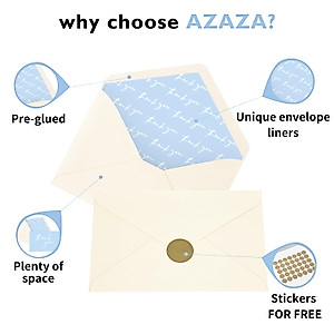 AZAZA Baby Shower Thank You Cards Boy Thank You Cards with Envelopes, 4x6 Baby Thank You Cards for Baby Gift Sets, 50 Blue Thank You Cards Wedding Bridal Shower Thank You Notes (Baby Blue)