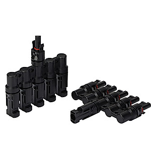 BAYM Solar Panel T Branch 5 to 1 5M/F + 5F/M Cable Connector Solar Wire Connector T-Type T5 Coupler Combiner(1 Pair)