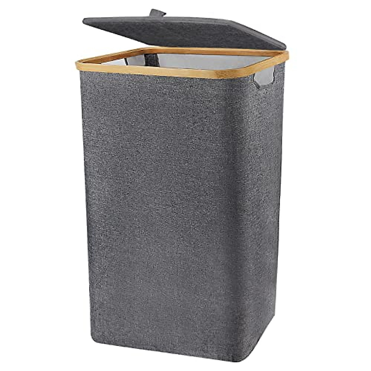 DEDU 120L Large Laundry Hamper with Lid Heavy Duty, Laundry Basket with Bamboo Handle 26.4" Tall Grey, Clothes Hamper with Lid for Bedroom, Bathroom, College Dorm or Towels Blankets Toys