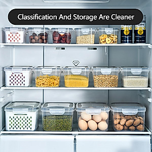 Lizbin 3 PCS Fruit Storage Containers for Fridge with Removable Colander, Leak proof Food Storage Containers, Airtight Food Storage Containers, Food Storage Containers with Lids, Keep Food Meat Fresh