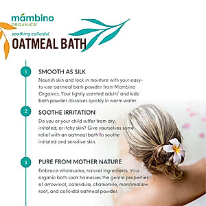 Organic Colloidal Oatmeal Bath Soak – 2-Pack Oatmeal Powder for Dry, Irritated, Itchy Skin Relief – Cruelty-Free, Vegan Handmade Bath Products for Adults Bath, Kids Bath, Baby Bath by Mambino Organics