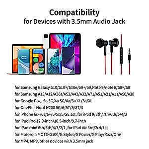 TITACUTE 3.5mm Earbuds Noise Canceling Headphone with Microphone Magnetic in-Ear Wired Stereo 3.5mm Jack Earphone for Moto G Power Play Pure Google Pixel 4a 3a 5a Samsung S10 S9 A14 A13 A12 A03s Core
