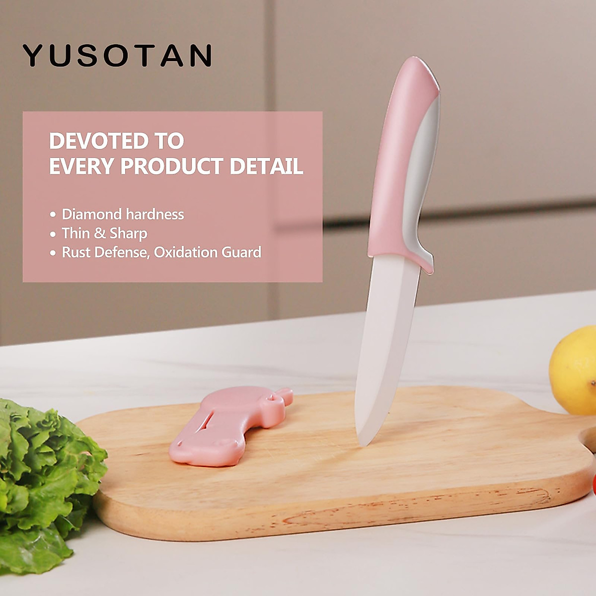 YUSOTAN Ceramic Paring Knife - 4-Inch with Sharp Ceramic Blade and Unique Hippopotamus Cover - Handle Fruit and Vegetables Kitchen Knife(Green)