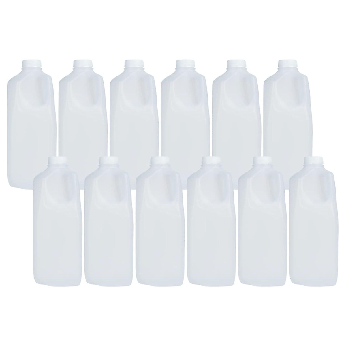 BOTTLE DEPOT USA [12 Pack] Half Gallon Jugs Bottles (64 oz) with Tamper Evident White Caps – Great for Homemade Juices, Milk, Smoothies, Tea and Other Beverages - Food Grade BPA Free