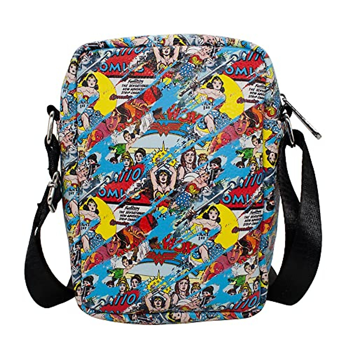 Buckle Down Dc Bag, Cross Body, Wonder Woman Comics Scenes Through The Years Stacked, Vegan Leather