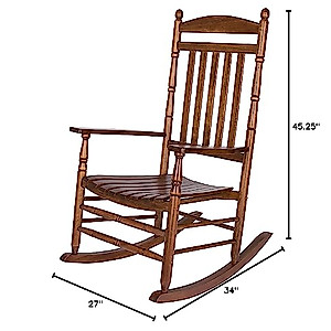 Shine Company Inc. 4333OA Rhode Island, Outdoor Rocker, Front Porch Rocking Chair, Oak