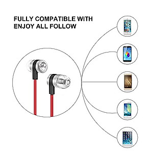 LUXEAR Earbuds with Microphone, in-Ear Stereo Headset Earphones with Remote Control Clear Sound, Noise-isolating, Ergonomic Comfort-fit, for All Android Smartphone(Red)