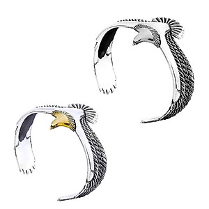Aderpmin Eagle Cuff Bracelet-Fashion Adjustable Eagle Cuff Wristband Open Ended Bangle Wristband Bracelet for Valentine Gifts (Gold+Silver)