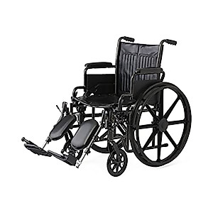 Medline K1 Basic Vinyl Wheelchair with Swing-Back Desk-Length Arms and Elevating Leg Rests, 16-Inch Wide Seat