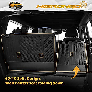 HIBRONGO Back Seat Covers Protector Back Rest Mat Compatible with 2021-2024 Ford Bronco 4 Door, Seat Folded Down Cargo Mat w/Lower Lips
