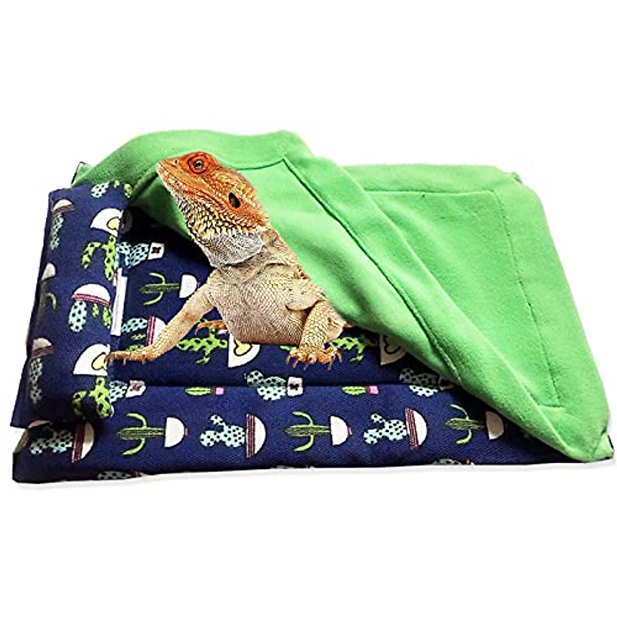 Bearded Dragon Bed Reptile Sleeping Bag with Pillow and Blanket Small Pet Warm Hide Habitat for Hamsters Lizards Bearded Dragon (Blue)
