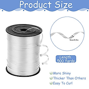 White Curling Ribbon Silk Balloon String Ribbon Decor Ribbons for Gift Wrapping Gift Wrap Ribbon Florist Flower Ribbon Thin Ribbon for Baby Shower Graduations Christmas Party Accessories(500 Yards)