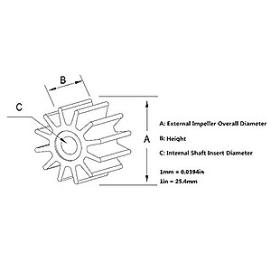 Boat Motor 47-862232A 2 47-862232A2 47-862232A-2 47-8M0104229 18-3016 Water Pump Impeller for Mercury Mercruiser 4.3L 5.0L 5.7L 6.2L 8.1L Sterndrive Outboard Engine, fit Mallory 9-45310