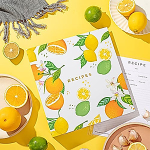 RECIPEYKIT Recipe Binder 8.5x11 3 Ring - Amazing New Design - Cards, Plastic Sleeves, Dividers, Labels - Recipe Binder Kit Organizer (Citrus Bloom)