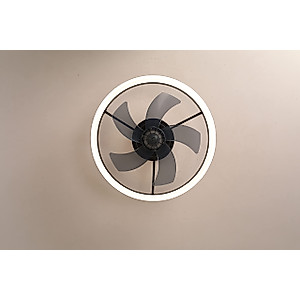 19.6" Ceiling Fans with Lights, Semi-enclosed Flush Mount Low Profile Ceiling Fan for Safe Use, 6 Speeds, Reversible, LED Dimmable, 3 Color Temperature Optional, DC Motor,with Remote (Minimalist)