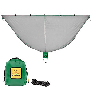 Wise Owl Outfitters Hammock Bug Net - The SnugNet Mosquito Net for Hammocks - Premium Quality, Waterproof, Mesh Hammock Netting w/Double-Sided Zipper - Essential Camping Gear, Green