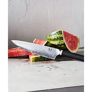 Material - Magnetic Knife Block Set - Kitchen Knife Set - Knife Block, 8" Chef Knife, 6" Serrated Bread Knife, 4" Paring Knife, Walnut/Almost Black