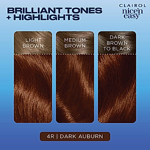 Clairol Nice'n Easy Permanent Hair Dye, 4R Dark Auburn Hair Color, Pack of 3