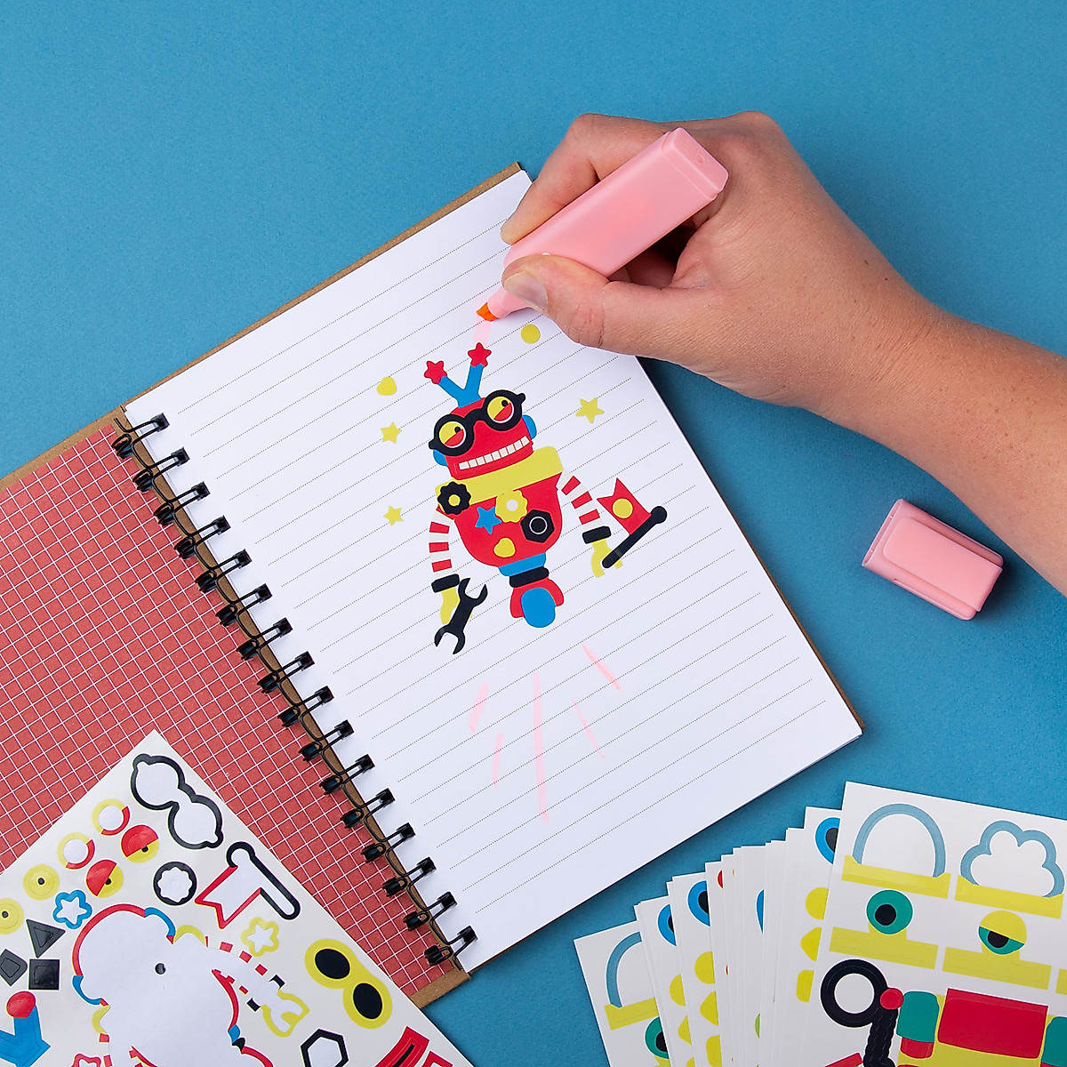 Serabeena Make Your Own Stickers - Robot Stickers for Kids - Robot Birthday Party Decorations - Stickers for Toddlers - Robot Party Favors - Over 700 Kid Friendly Stickers - 24 Sheets, 6.5" x 4.5"