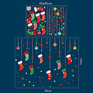 ONDY Merry Christmas Garter Window Glass Decoration Stickers 2025 New Holiday Removable Dress Up DIY Static Window Clings Decals for Living Room Bedroom Shop Window