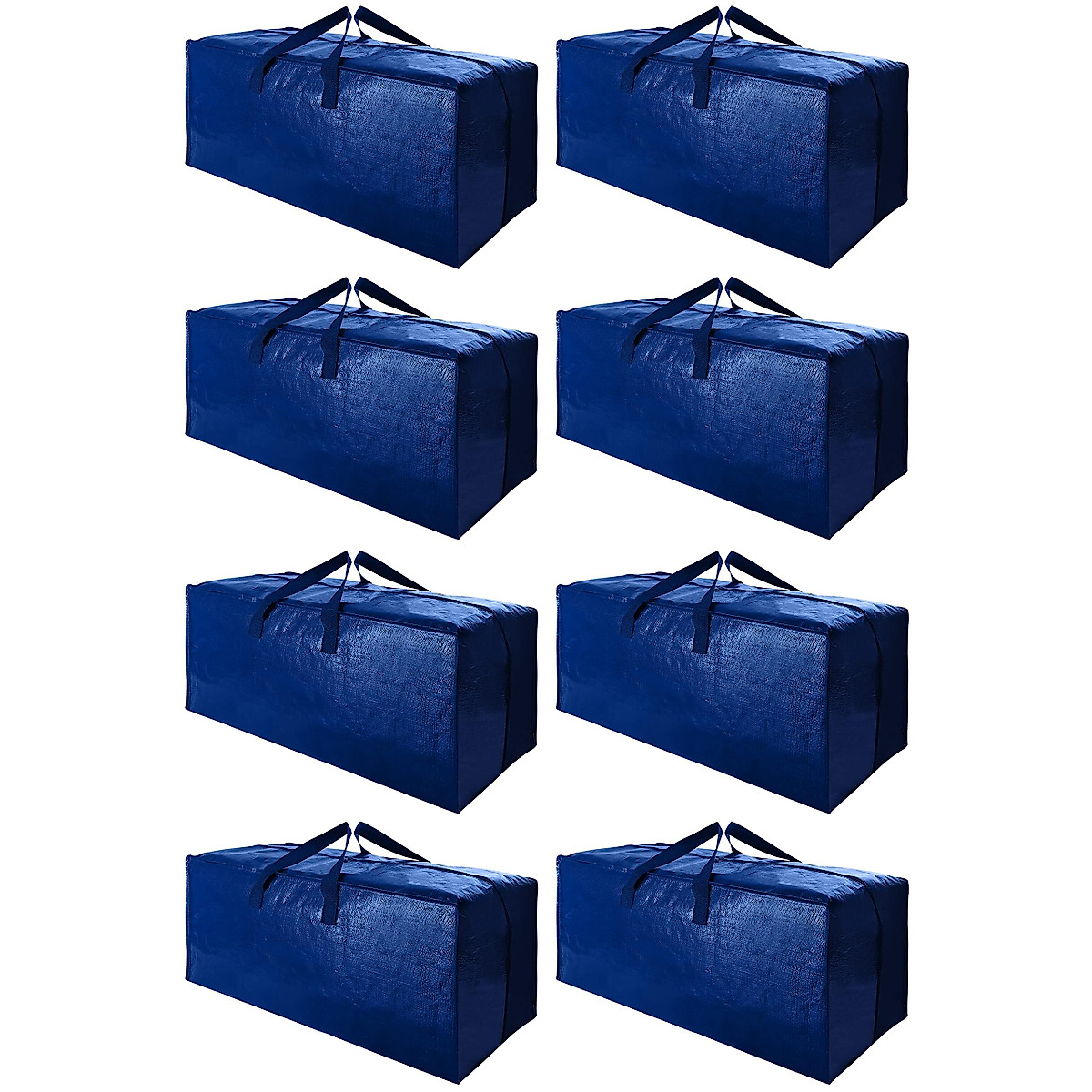 Cosy Family 8 Pack Heavy Duty Extra Large Moving Bags with Backpack Straps - Strong Handles & Zippers, Storage Totes For Space Saving, Fold Flat, Alternative to Moving Box (Set of 8, Blue)