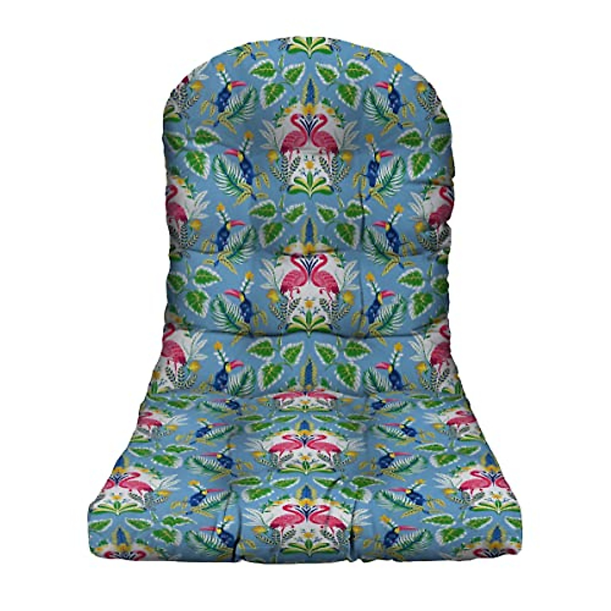 RSH DECOR: Tufted Adirondack/Rocking Chair Cushion | 42.5” x 21” | All-Weather Spun Fabric | Water and Fade-Resistant | Outdoor Cushion for Patio Furniture | Flamingo Flirt