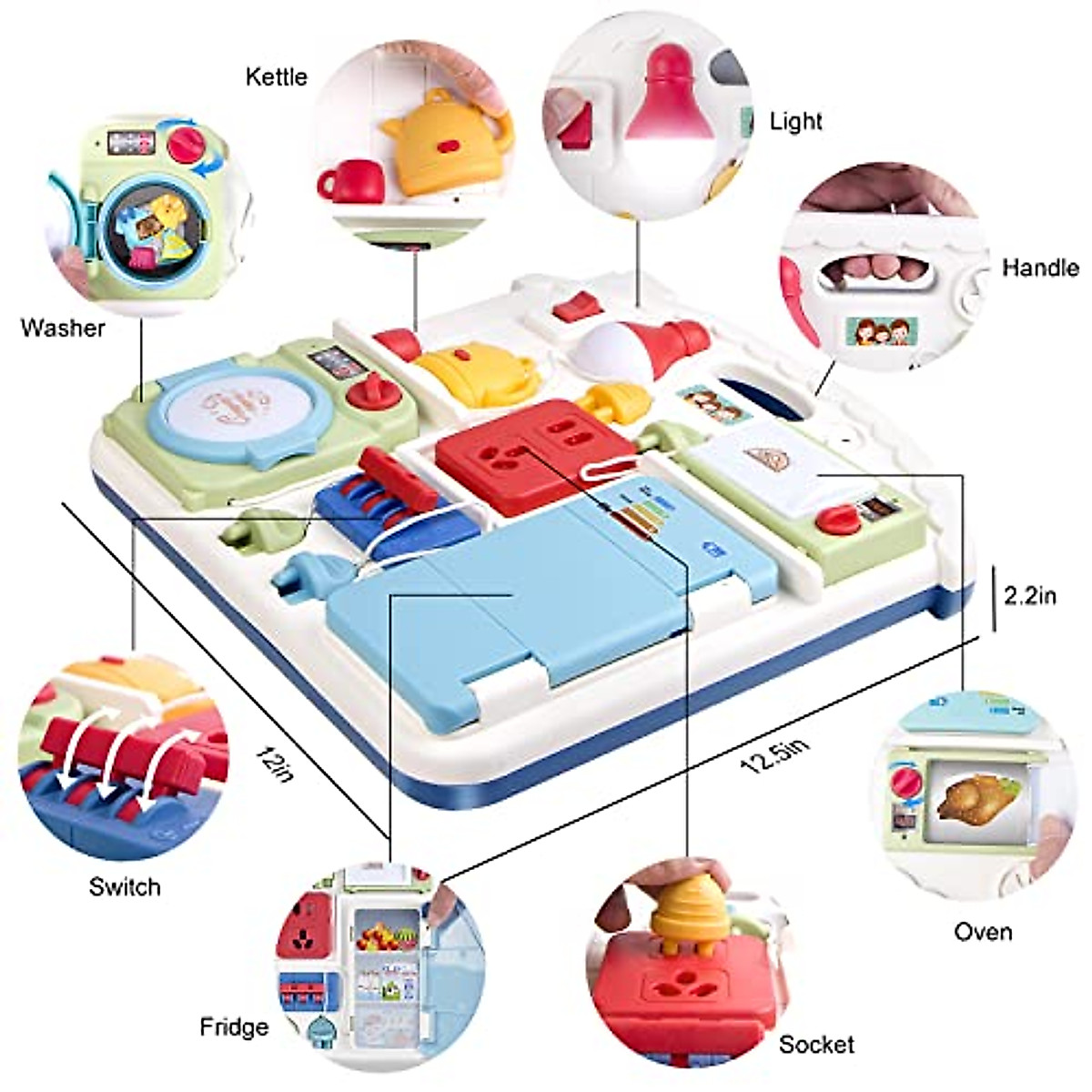 Activity Table for Toddlers 1-3, Pretend Household Appliances Toys, Kids Early Development Learning Toy, Baby Busy Board Activity Toy With Sounds Lights Play Table Toy Gift for Boys Girls 6-12 Months