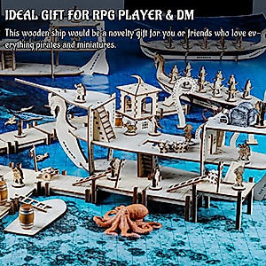 3D RPG Miniatures Ship Wood Laser Cut, 3-Level with 1" Grid Battle Terrain Map Perfect for D&D, Pathfinderor Other Tabletop Games